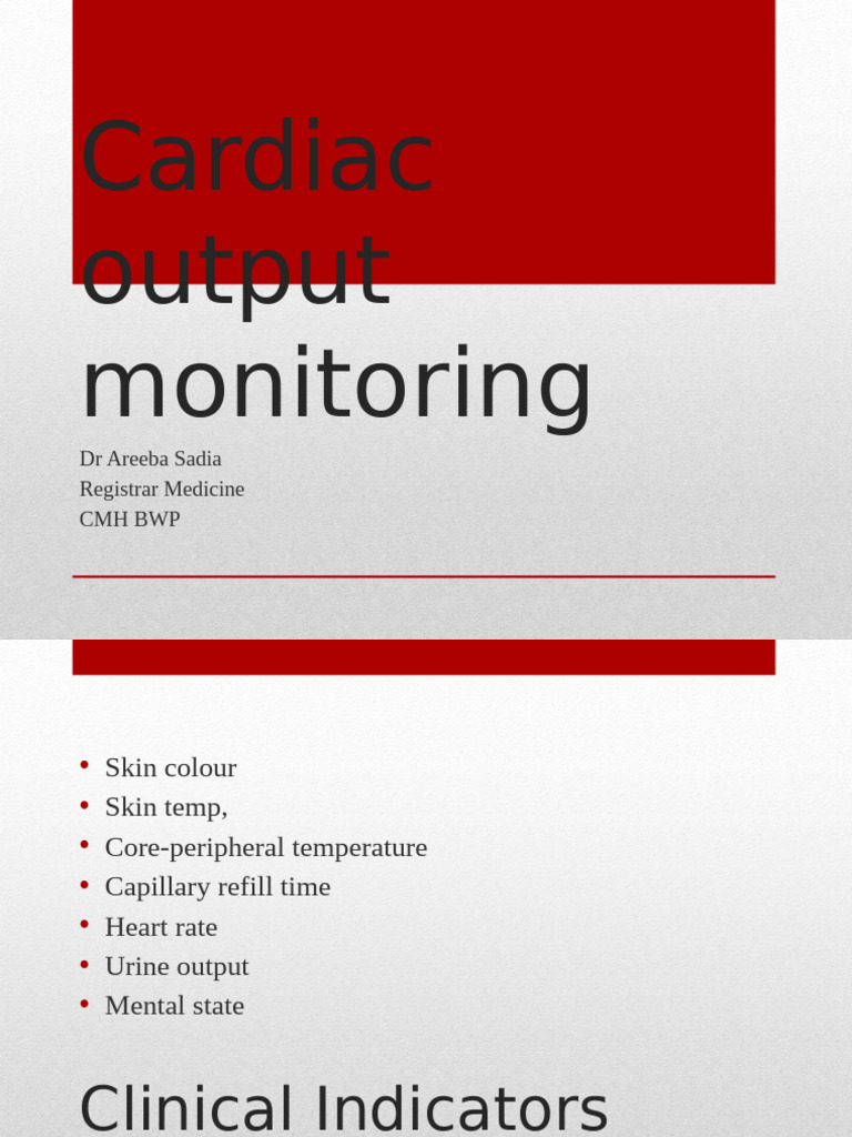 Cardiac Output Monitoring Techniques | PDF | Heart | Clinical Medicine