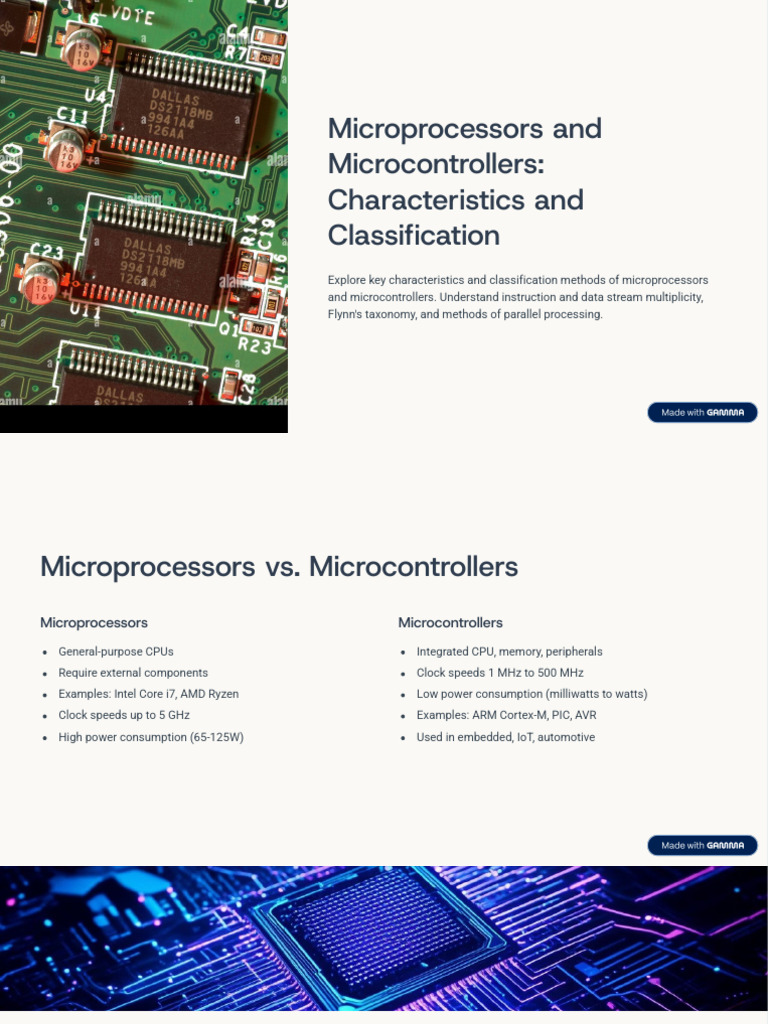 Microprocessors and Microcontrollers Characteristics and Classification | PDF | Parallel ...