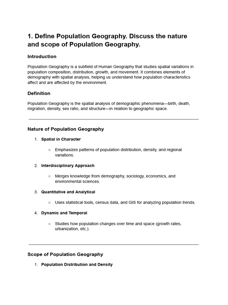 Overview of Population Geography Concepts | PDF | Geography ...
