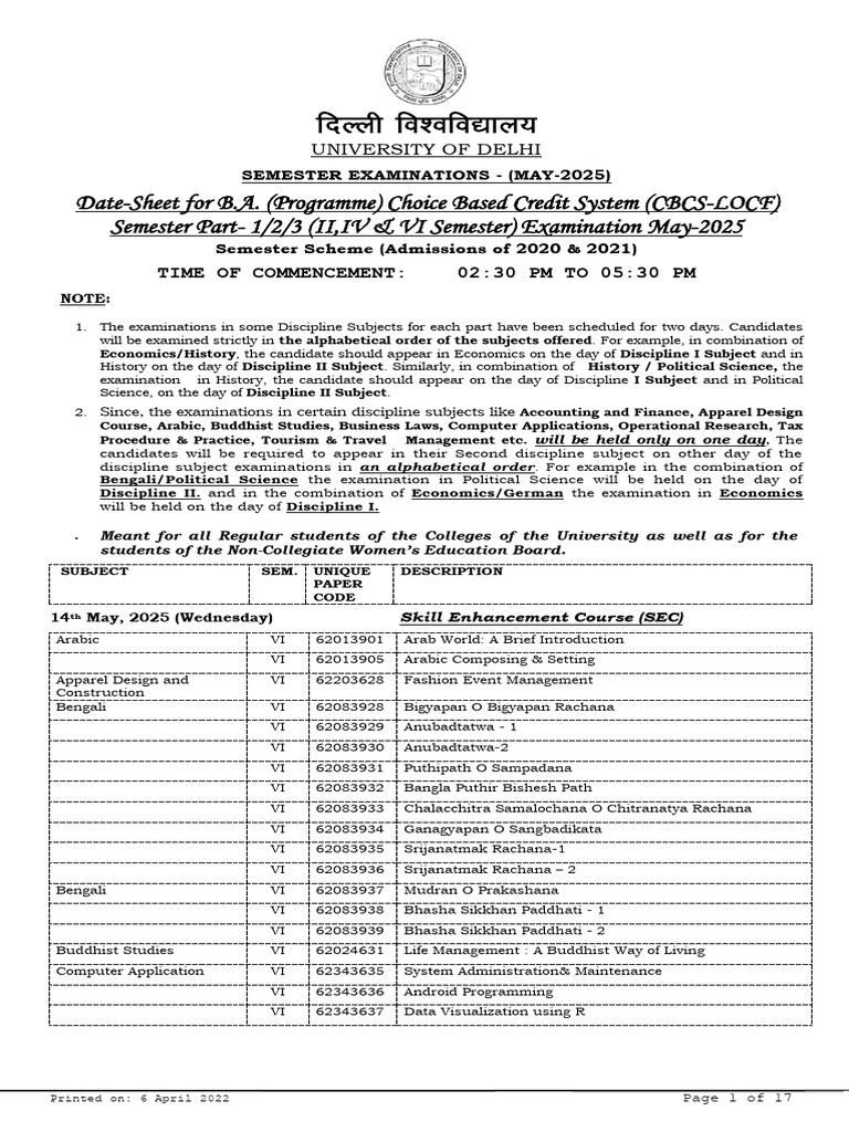 2025-04-07-BA (Prog.) - 2024-SEM.-II-IV-VI (CBCS) - Copy-Pages | PDF | Statistics | Science