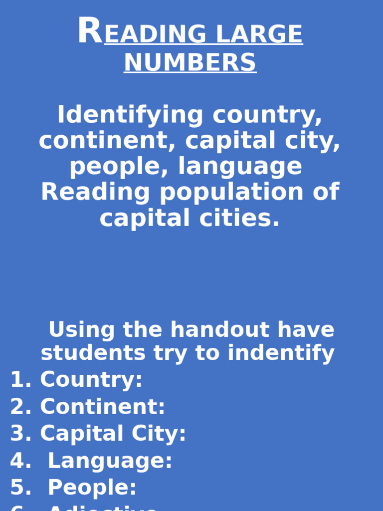 Reading-Large-Numbers in English, The Easy Way | PDF