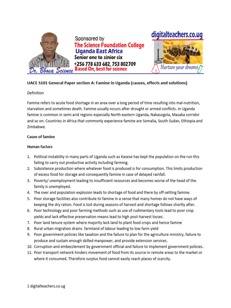 Famine in Uganda: Causes and Solutions | PDF | Famine | Agriculture