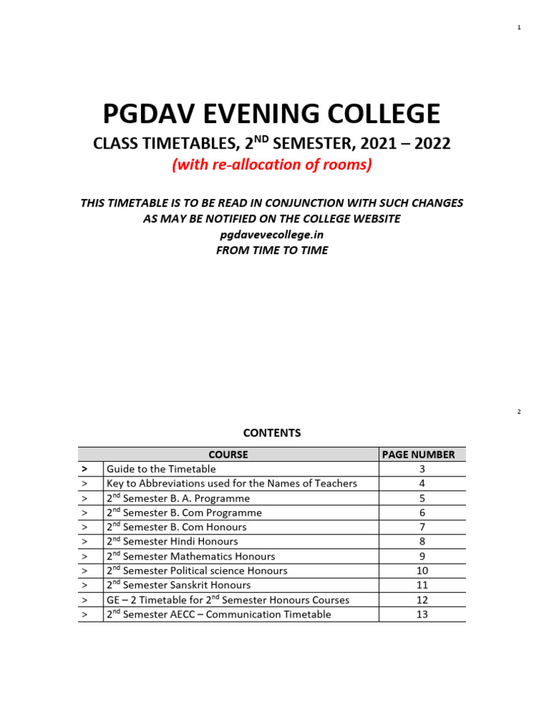 Class Timetables With Room Re-Allocation | PDF