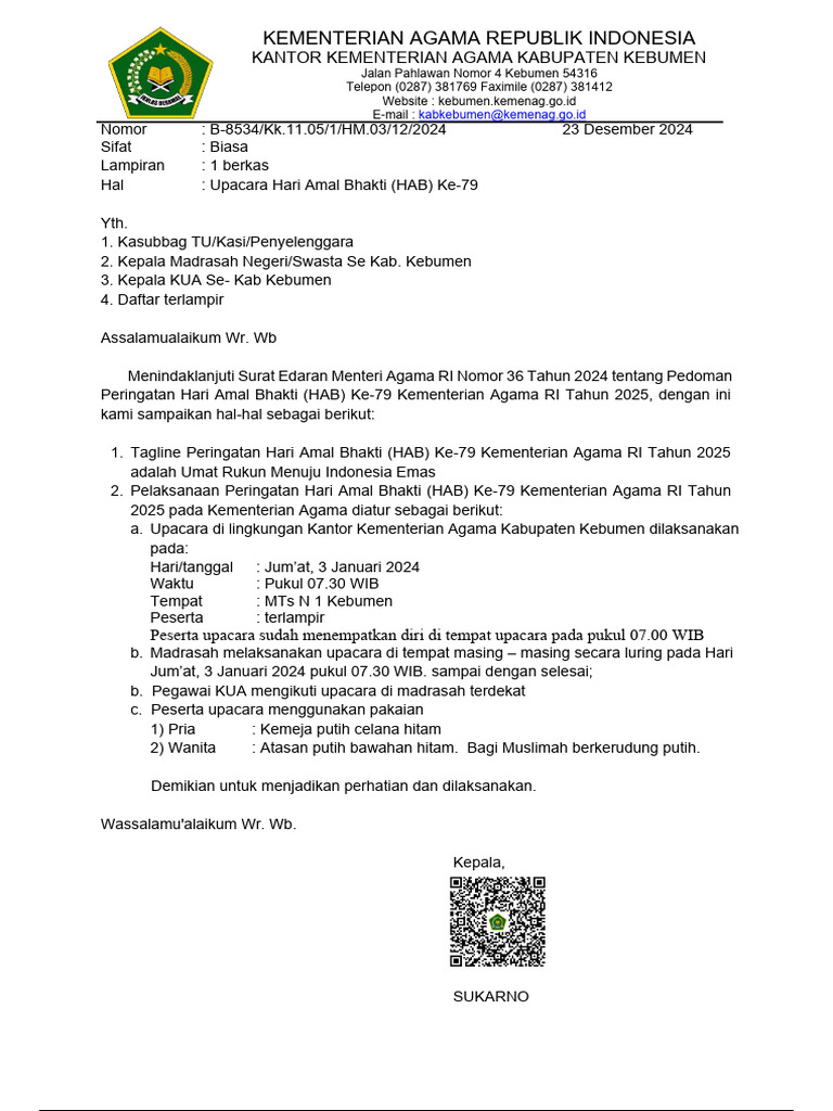 Surat Upacara Hab 79 | PDF