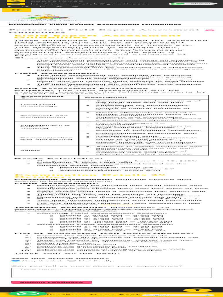 Field Expert Assessment Guidelines KTC | PDF | Learning