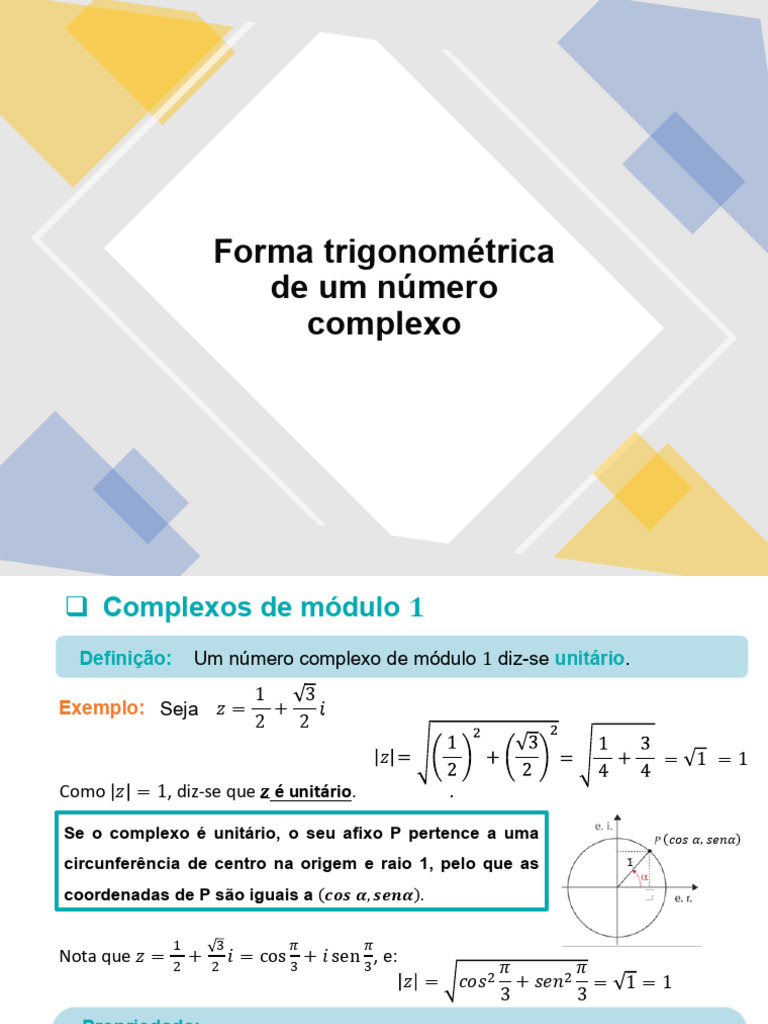 27 Forma Trigonometrica | PDF | Número complexo | Álgebra abstrata