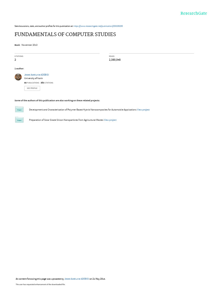 Fundamentalsof Computer Studies | PDF | Computer Network | Computer Monitor