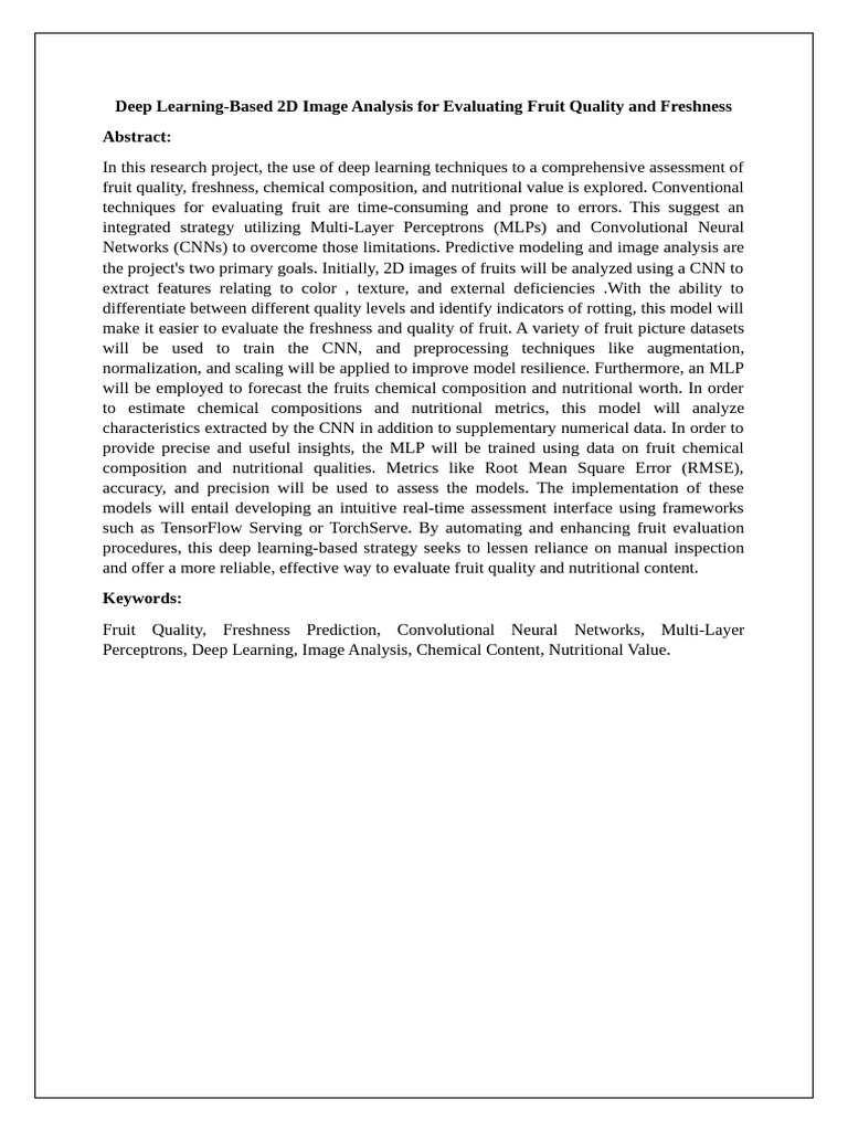 Fruit Quality and Freshness Abstract Final | PDF