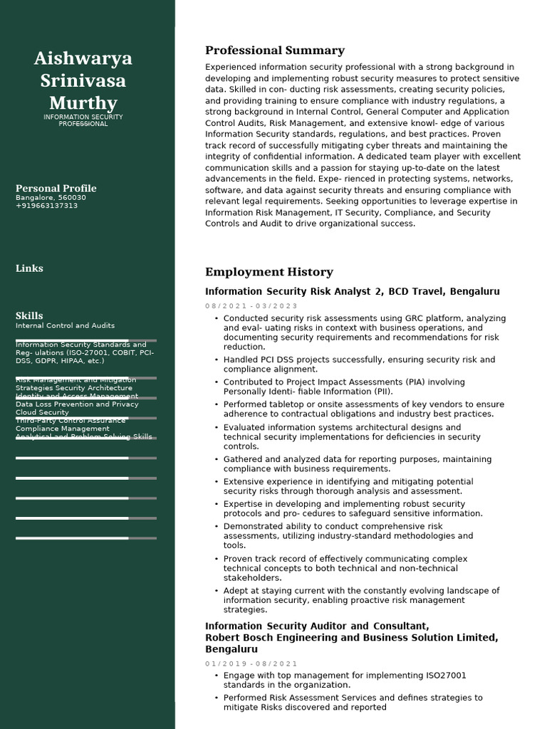 Aishwarya Murthy Resume | PDF | Computer Security | Security