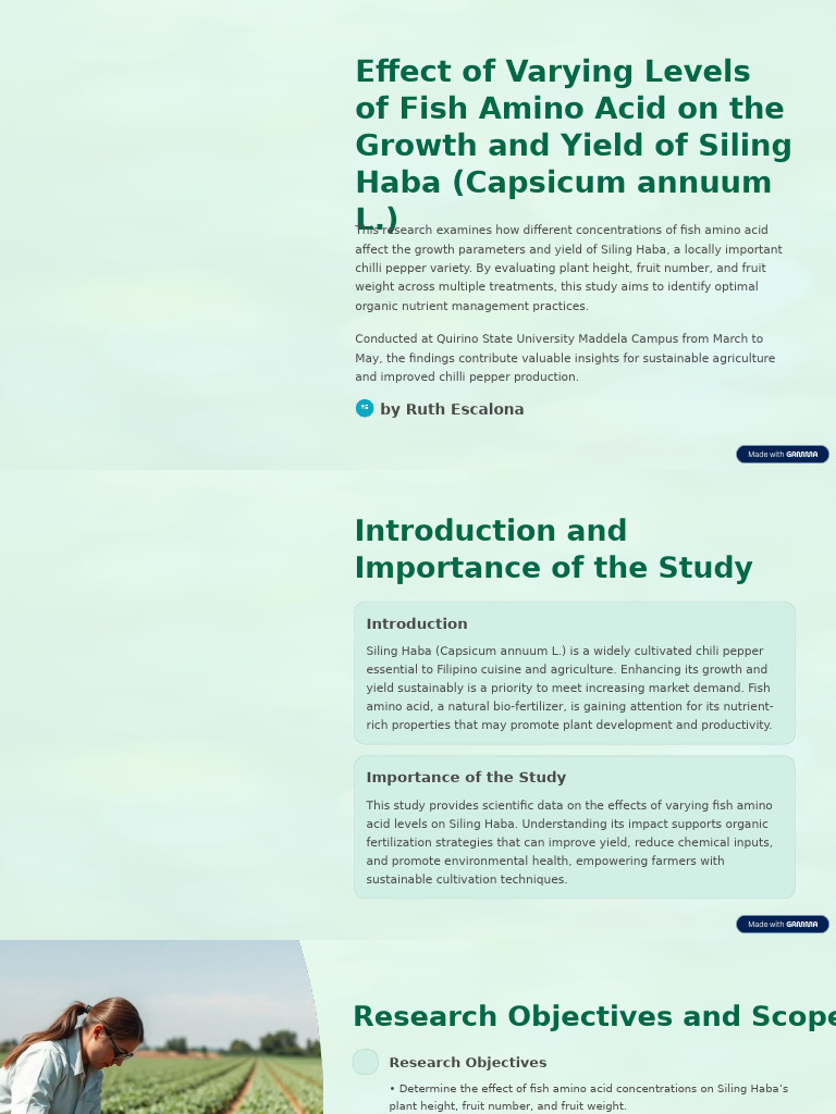Effect of Varying Levels of Fish Amino Acid On The Growth and Yield of ...