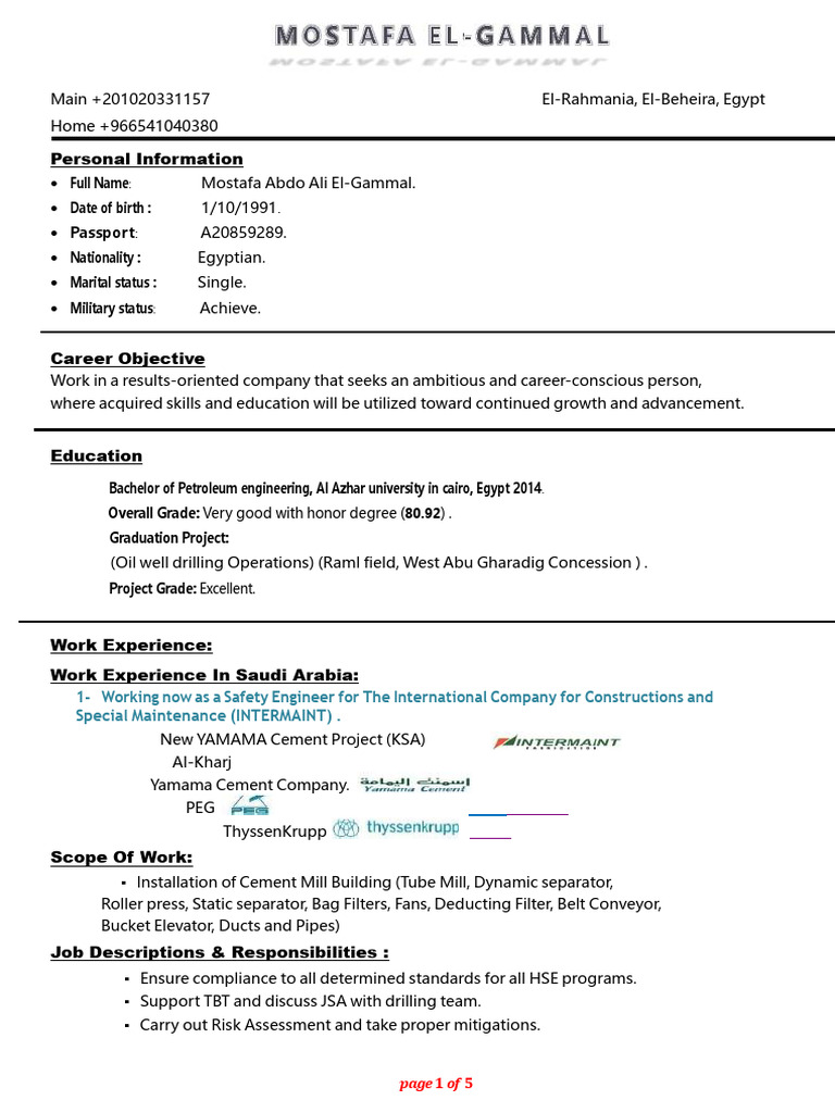 HSE Mostafa Elgammal New | PDF