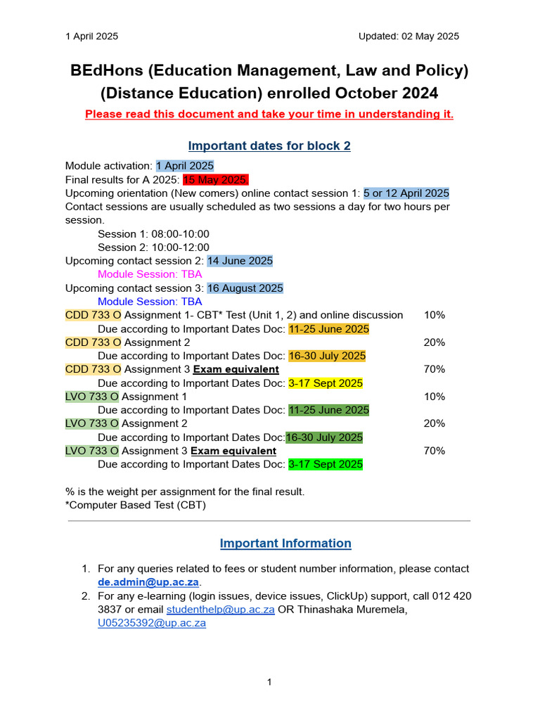 Important Information Block 2 | PDF | Curriculum