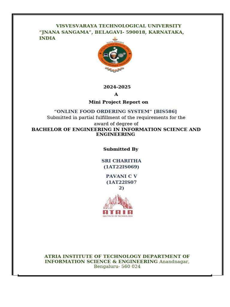 Online Food Ordering System Report | PDF | Databases | Intelligence (AI ...