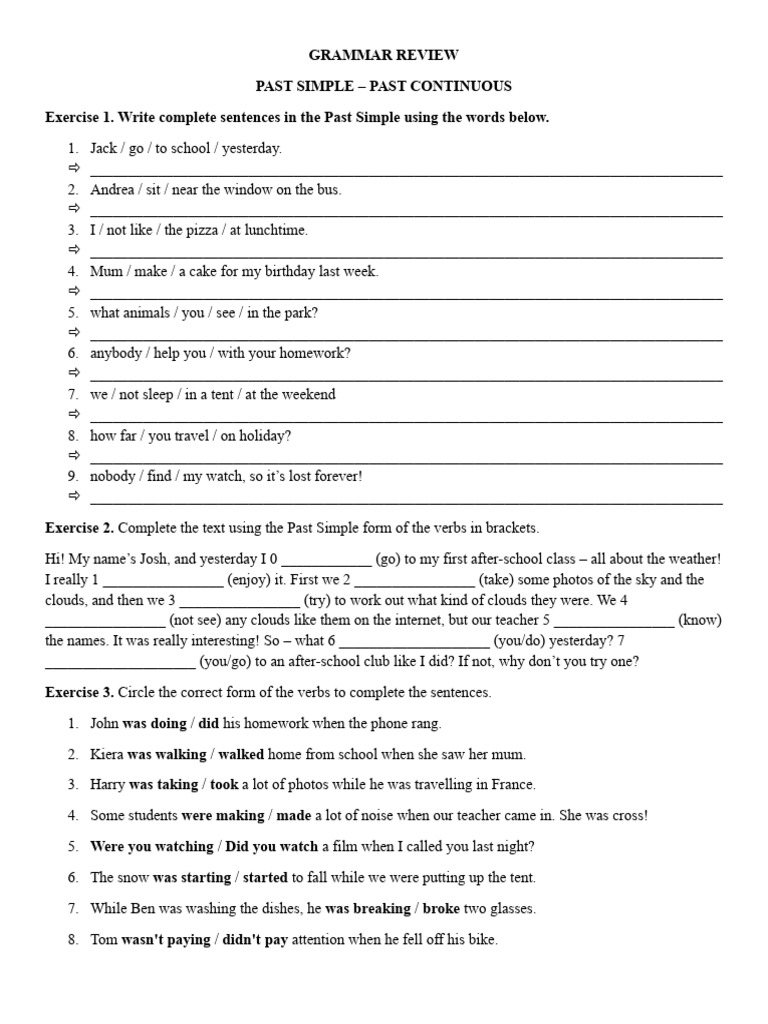 Grammar Review - Past Simple and Past Continuous | PDF | Storms ...