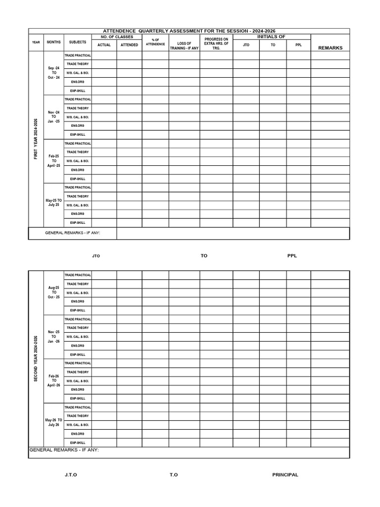 Attendance Assessment 2024-2026 | PDF