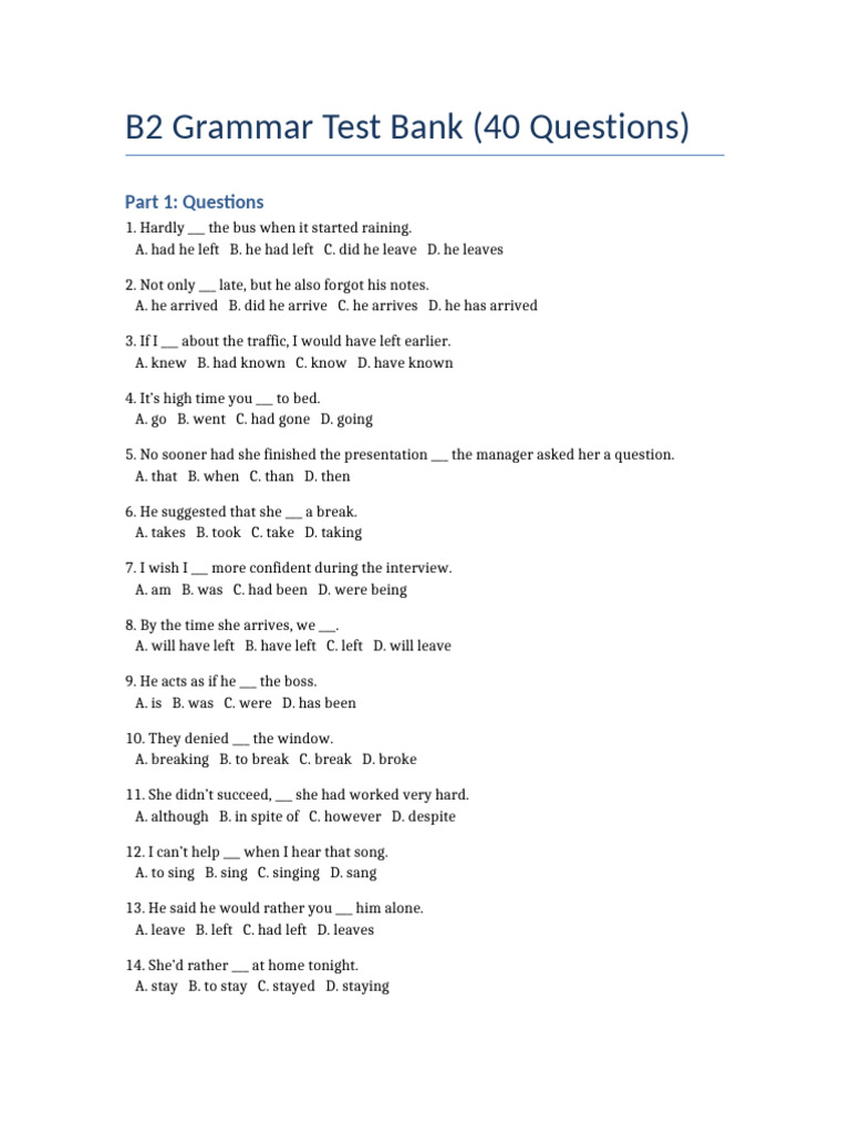 B2_Grammar_Test_Bank | PDF