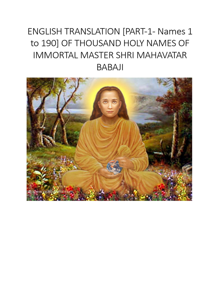 Part 1 Thousand Holy Names of Babaji English Translation | PDF | Mantra ...