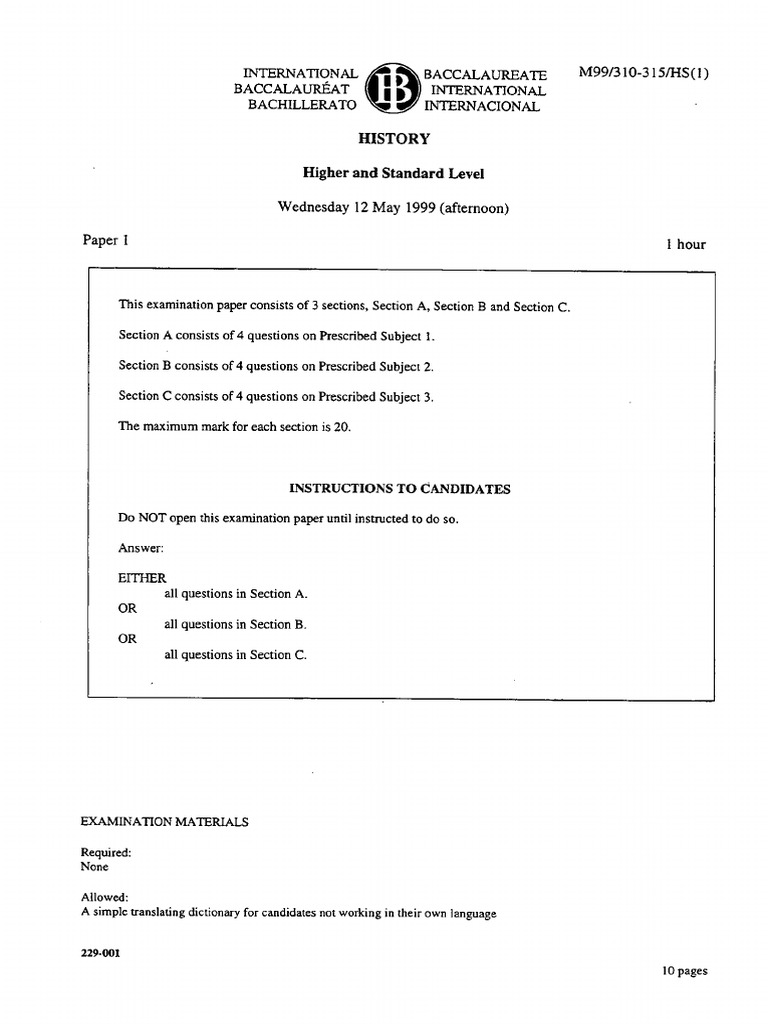 History Paper 1 HLSL | PDF