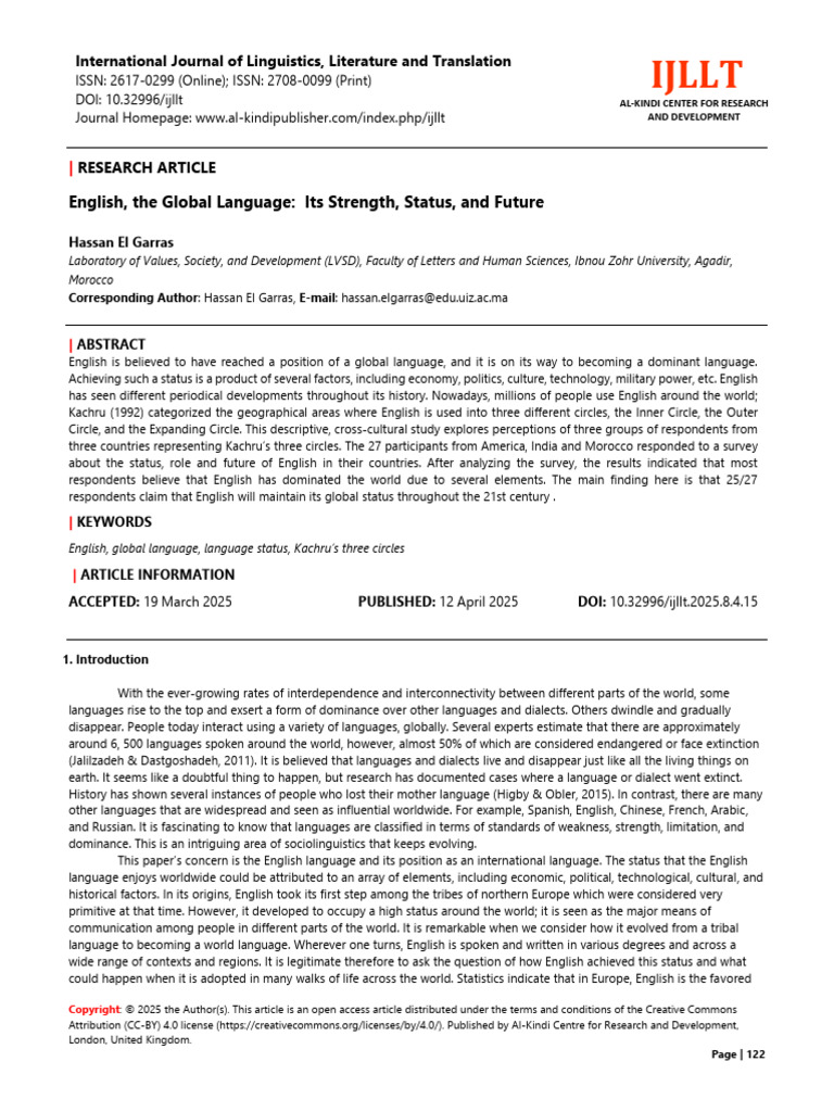 English The Global Language Its Strength Status An | PDF | English ...