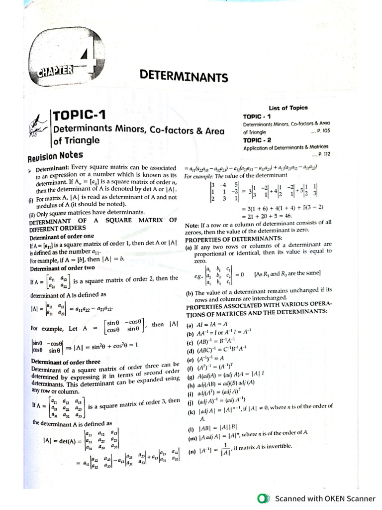 Determinants - Mind Map | PDF