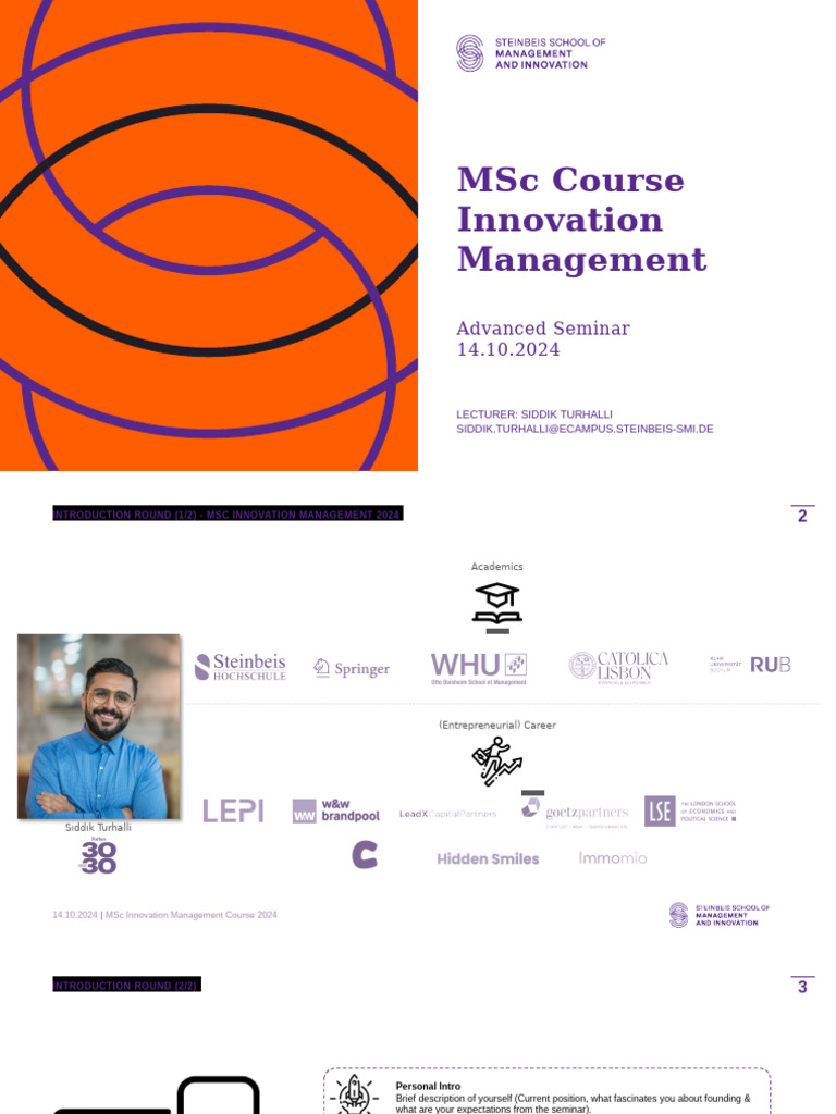 MSc Innovation Management Seminar 2024 | PDF | Startup Company | Small ...