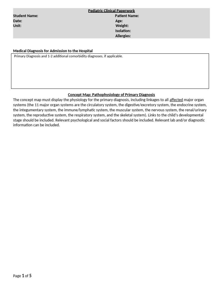 425 Pediatrics Clinical Paperwork Template 2025 | PDF | Medicine ...