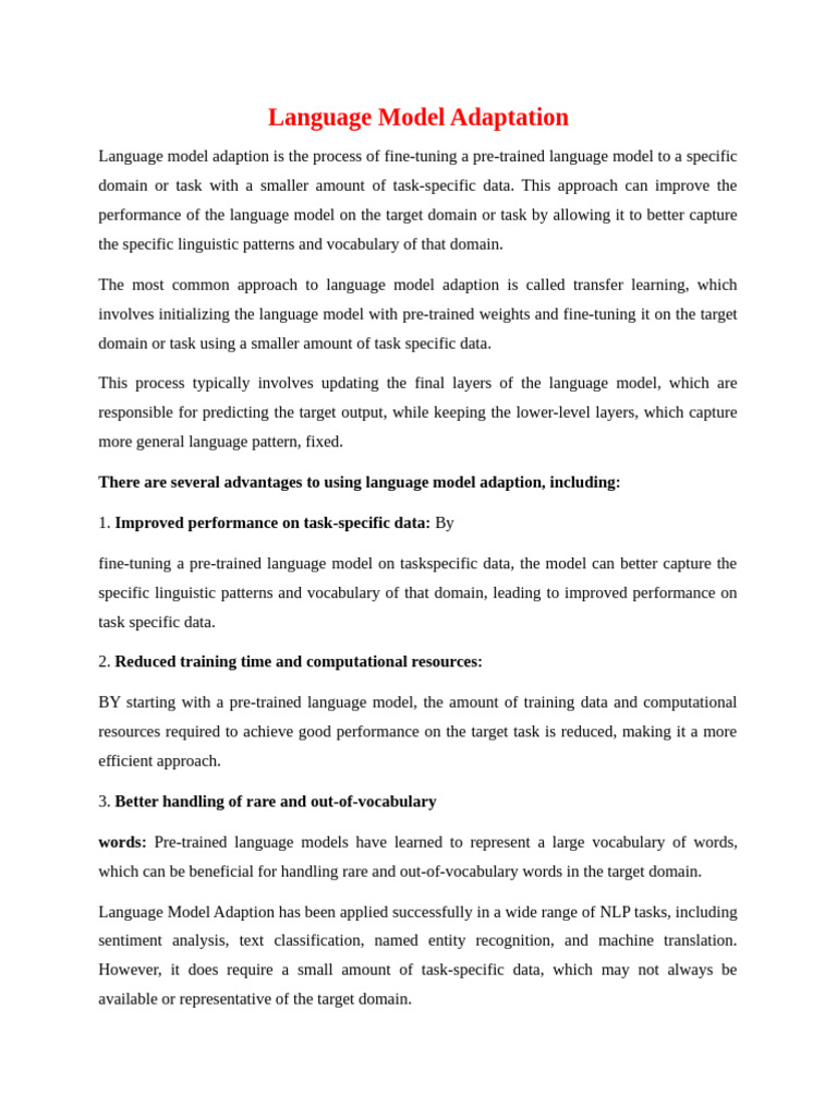 Language Model Adaptation Techniques | PDF | Learning | Applied Mathematics