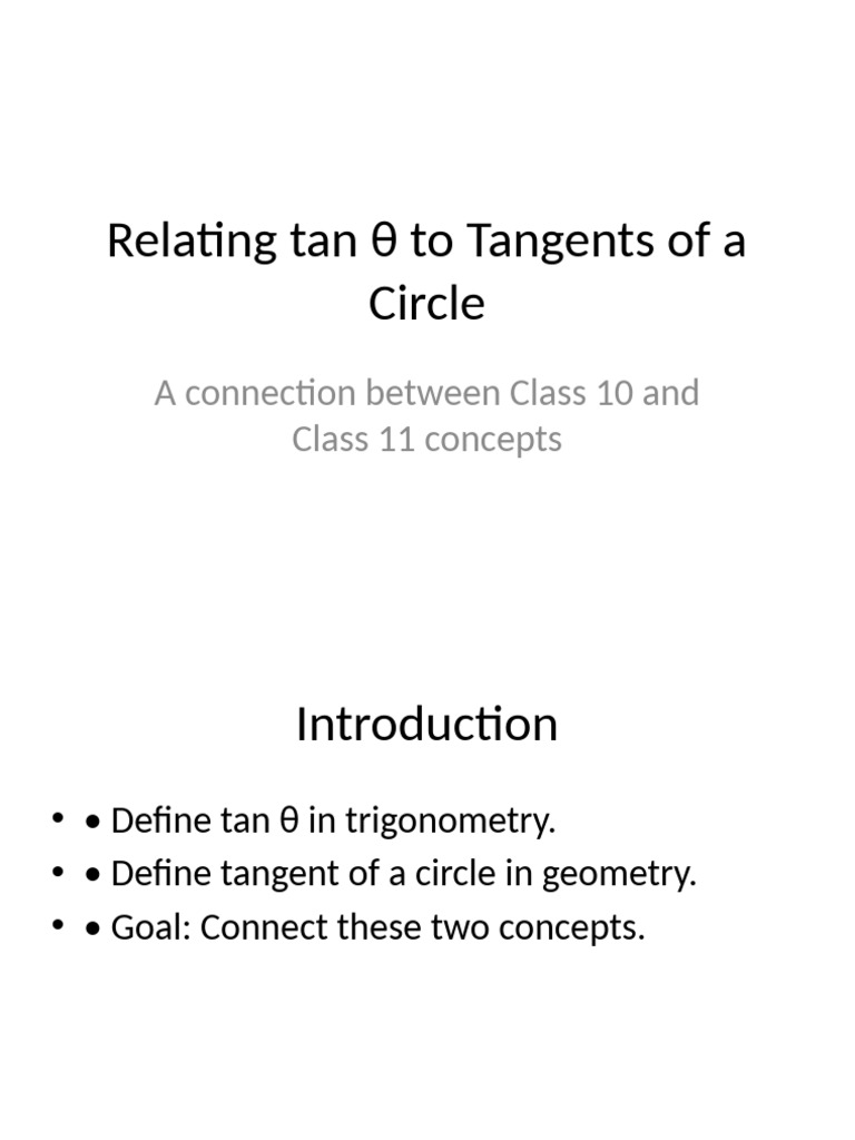 Relating Tan To Tangent | PDF