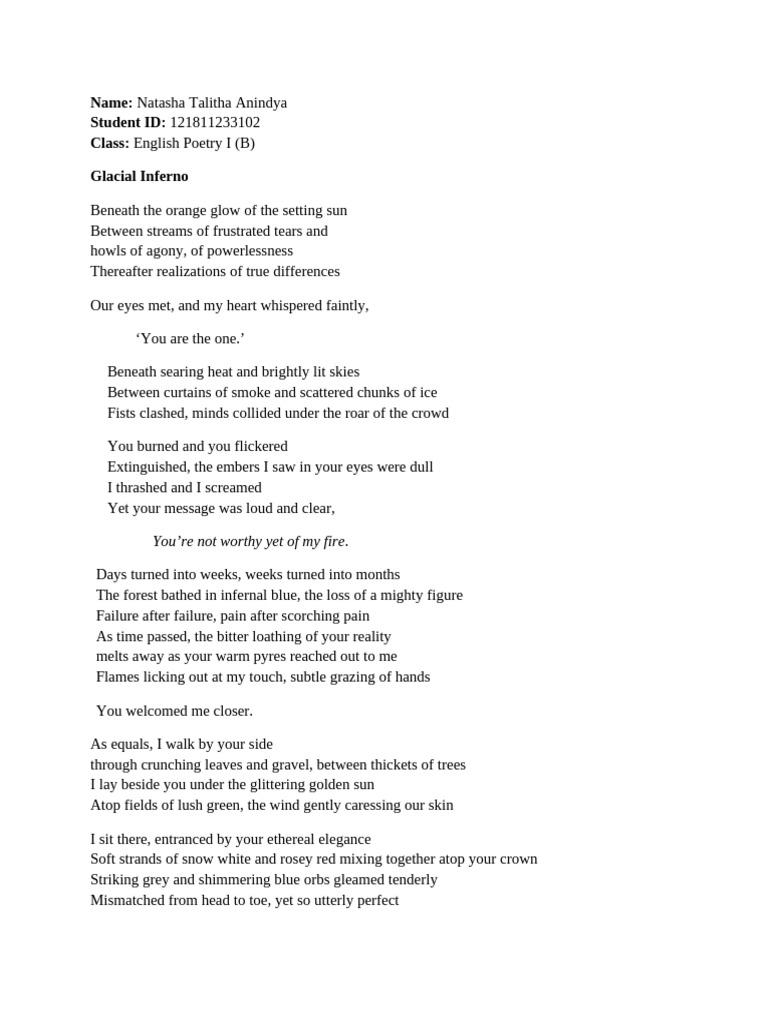 Natasha Talitha Anindya (Poetry Assignment) | PDF