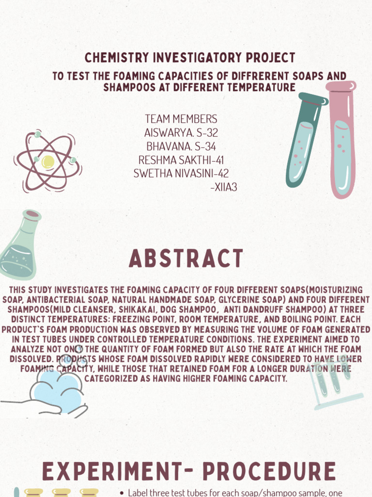 Chemistry Project on Foaming Capacities | PDF
