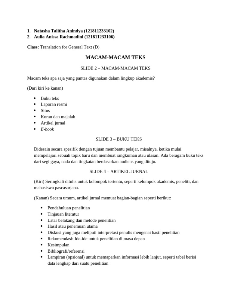 Powerpoint Translation - Types of Texts (Done) | PDF