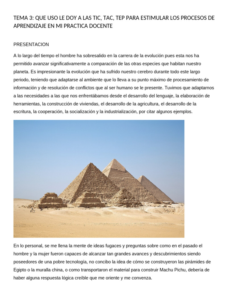 Tema 3 Que Uso Le Doy A Las Tic, Tac, Tep para Estimular Los Procesos de Aprendizaje en Mi ...