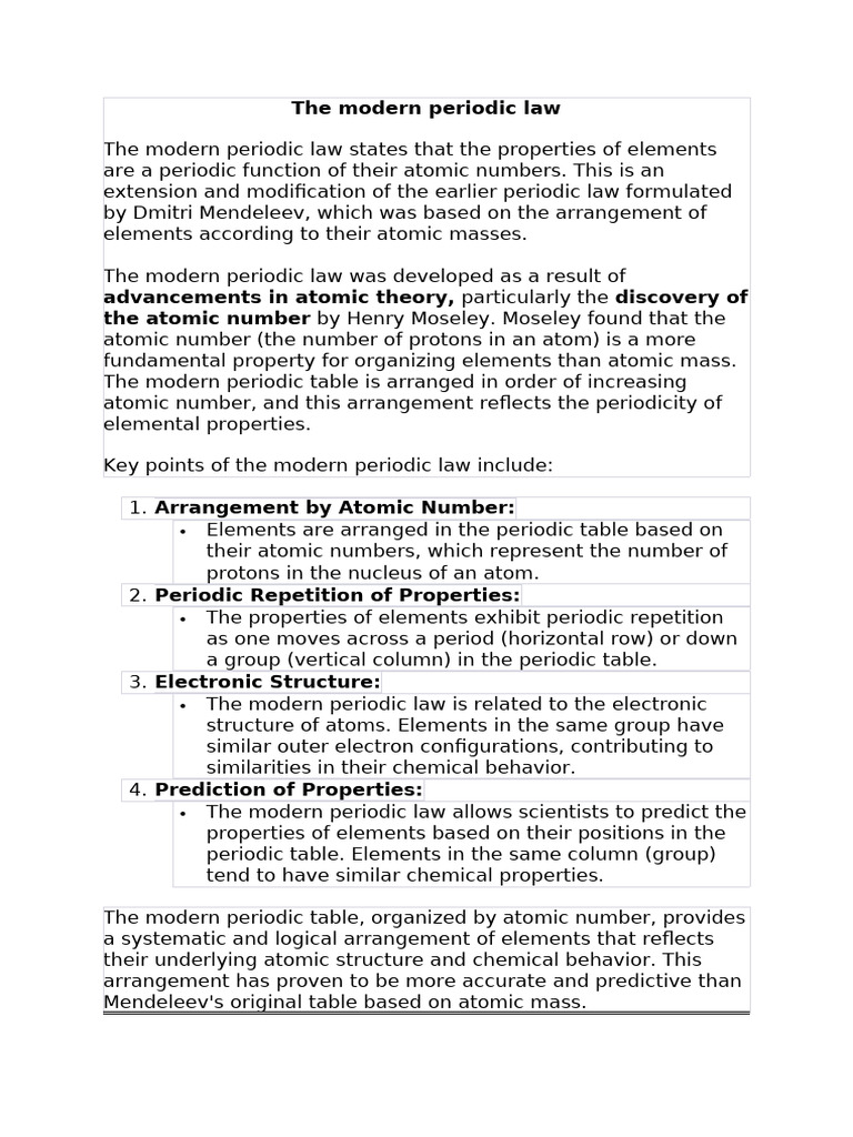 Lec-The Modern Periodic Law FA2023 2 | PDF