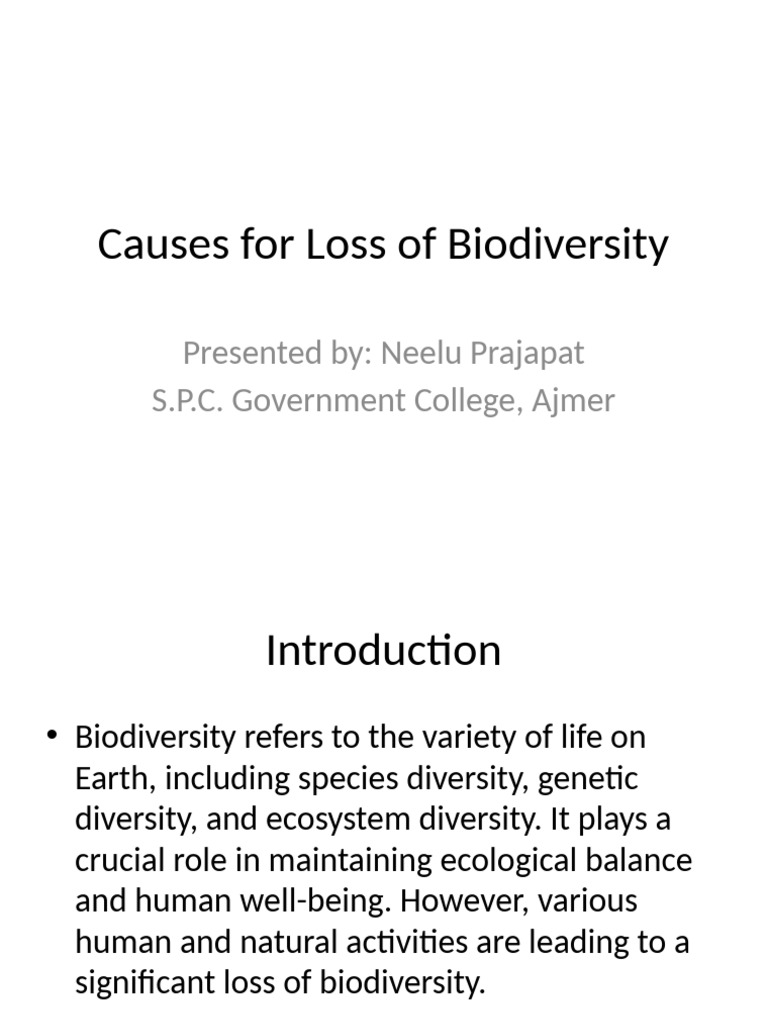 Causes of Biodiversity Loss | PDF | Biodiversity | Conservation Biology