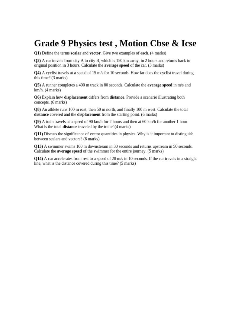 Quiz Worksheet Generator-Grade 9 Physics Quiz - Understanding Speed ...