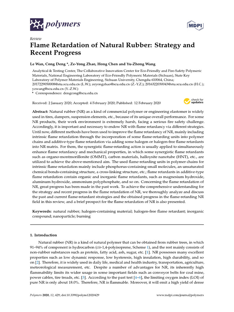 Flame Retardation of Natural Rubber Strategy and R | PDF | Chemical ...