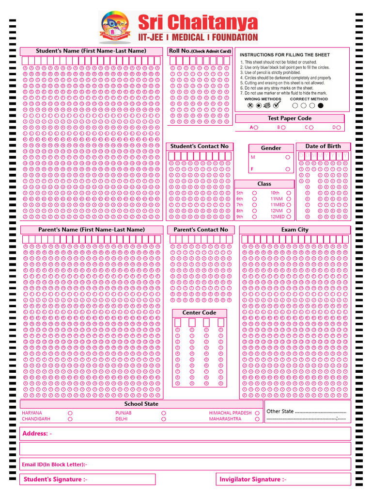 Sample OMR Score | PDF
