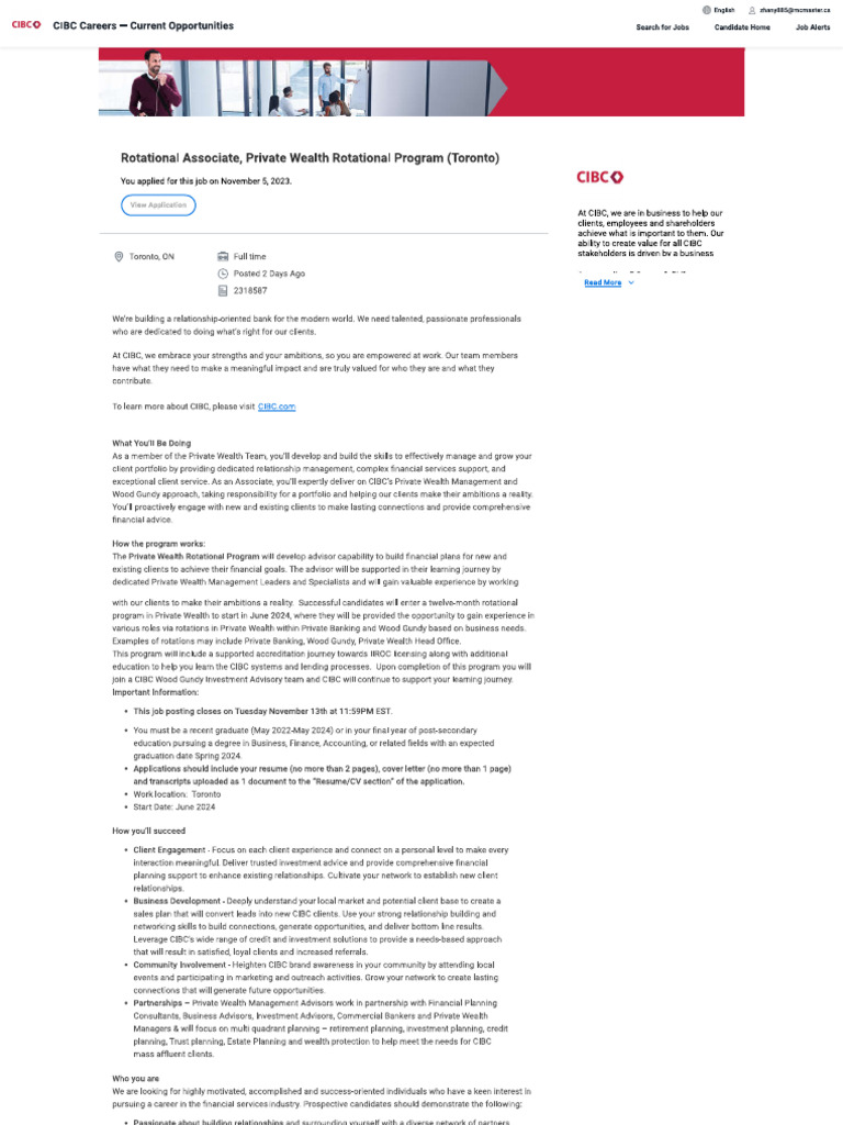 Rotational Associate, Private Wealth Rotational Program (Toronto) | PDF