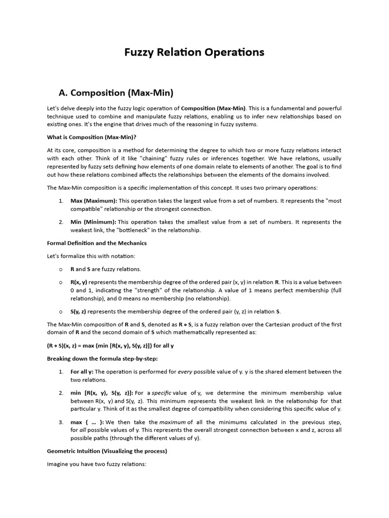Fuzzy Relation Operations | PDF | Fuzzy Logic | Mathematics