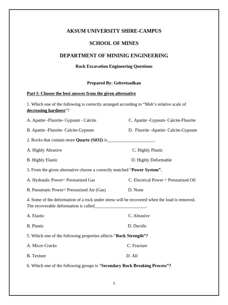 Rock Excavation Assignment | PDF | Materials
