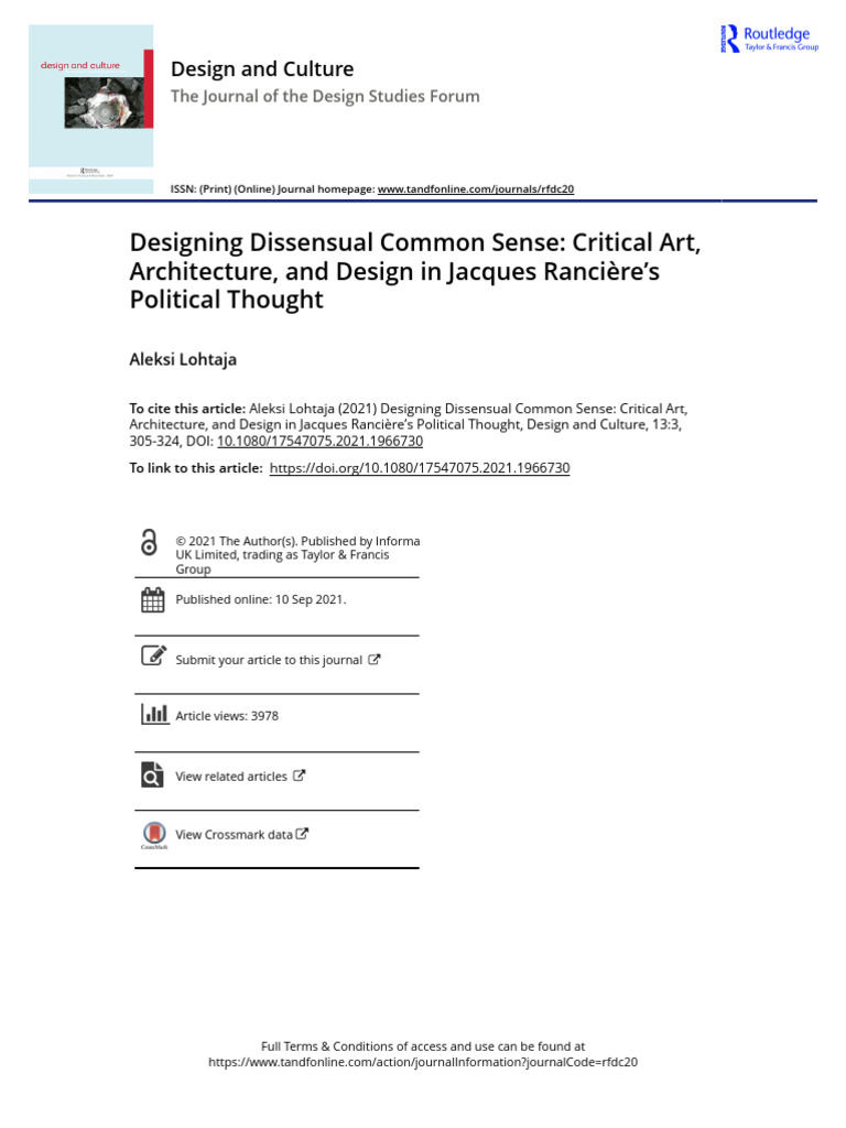 Designing Dissensual Common Sense Critical Art Architecture and Design ...