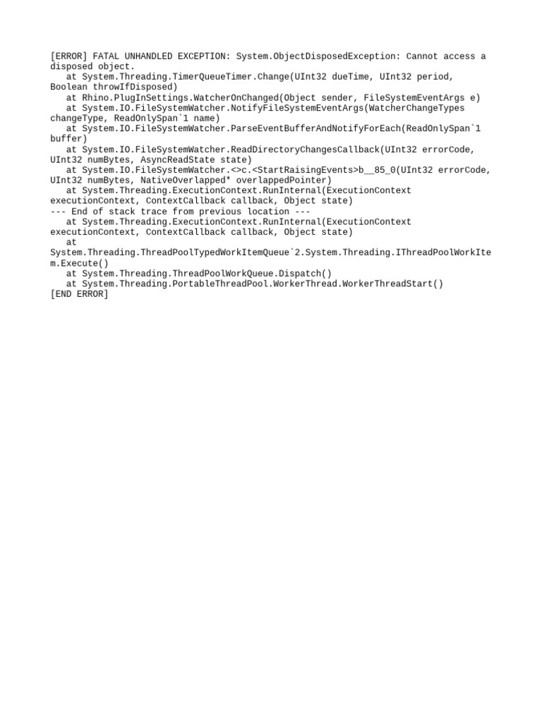 System.ObjectDisposedException Error Log | PDF