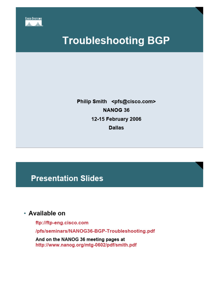 BGP Troubleshooting | PDF | Routing | Data Transmission