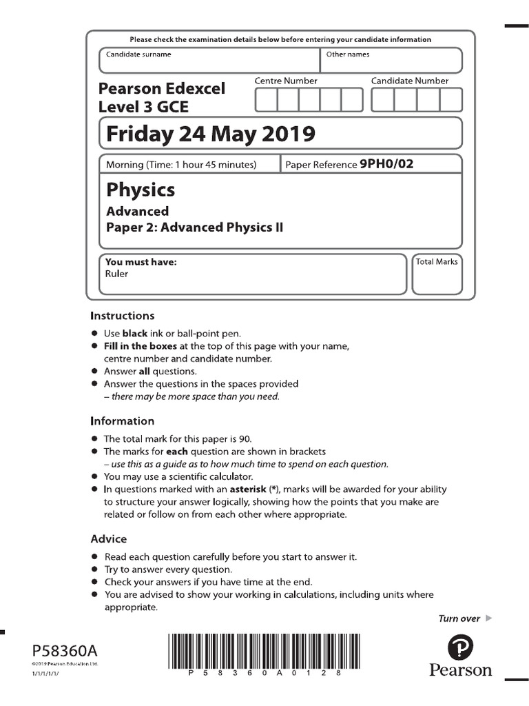 Edexcel A Level Physics Paper 2 QP | PDF