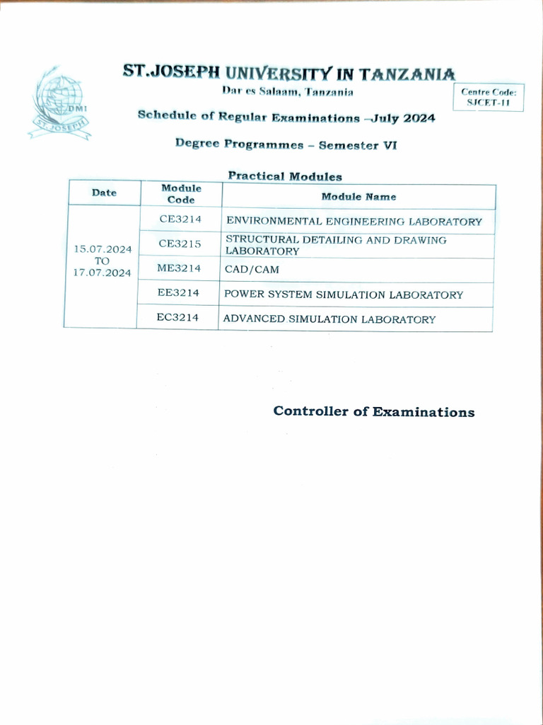 3rd Year End Timetable July 2024 | PDF | Engineering | Internet Of Things