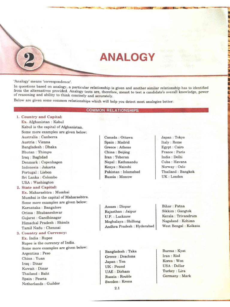 Reasoning RSA-2. Verbal Analogy | PDF