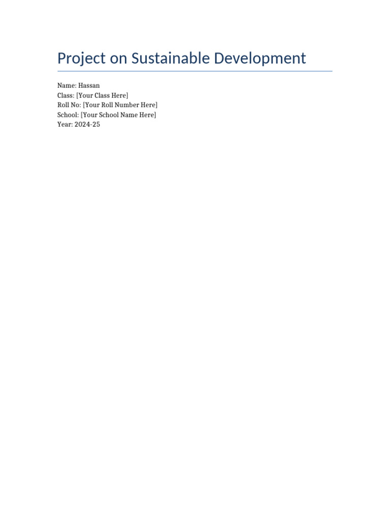 Sustainable Development Project Hassan | PDF