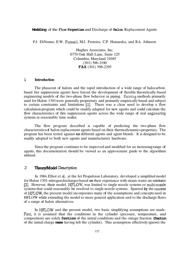 Modeling of The How Properties and Discharge of Halon Replacement ...