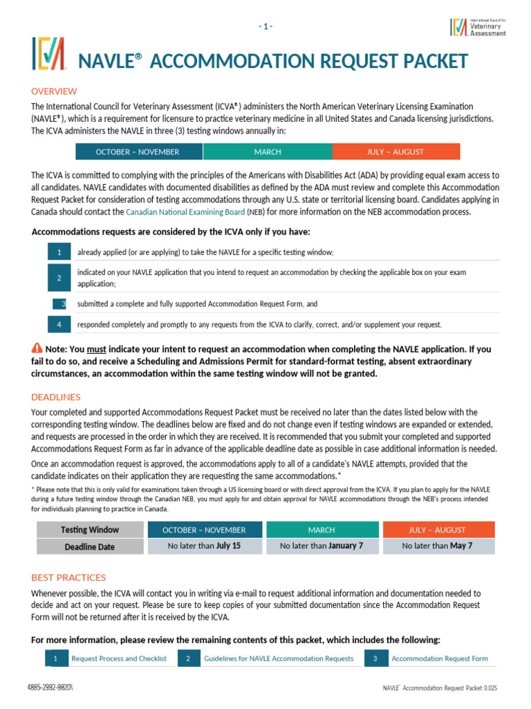NAVLE Accommodations Request Packet | PDF | Americans With Disabilities ...