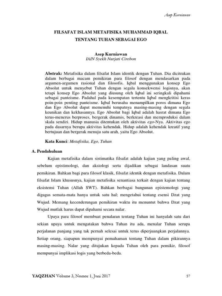 Filsafat Islam Metafisika Muhammad Iqbal | PDF